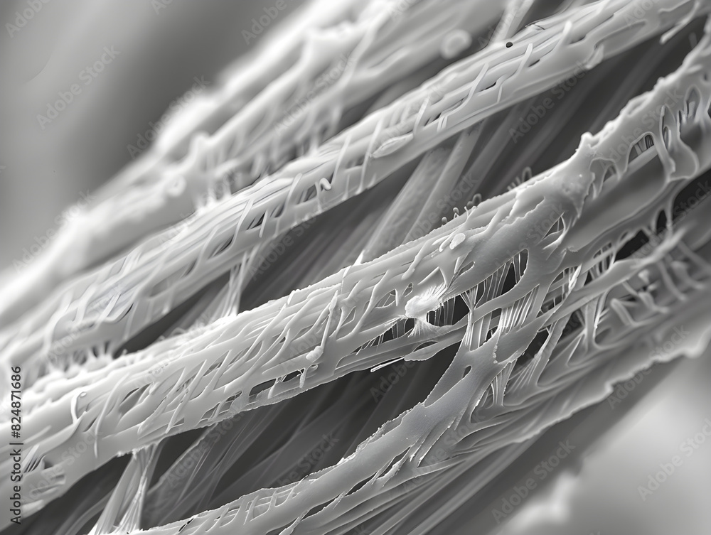 Highly Detailed Microscopic View of Intricate Material Structure: Fiber ...