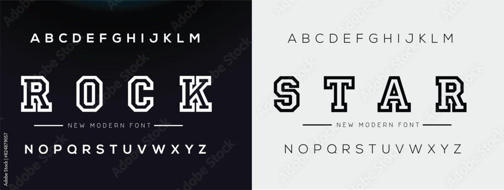 Creative Outline Double line monogram alphabet and tech fonts. Lines ...