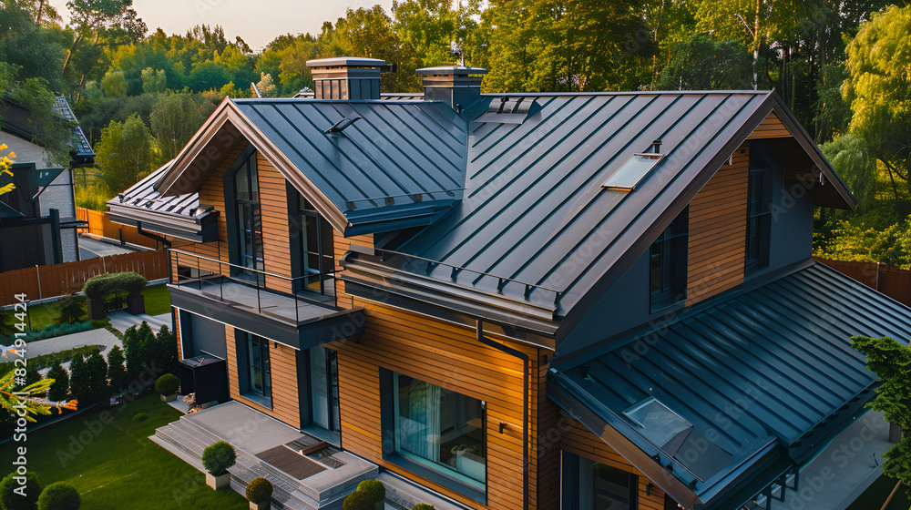 Modern design vertical roof window with black light metal covering ...