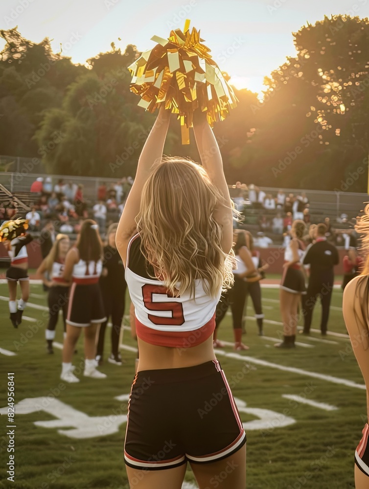 Cheerleader on Football Field. Stock Photo | Adobe Stock