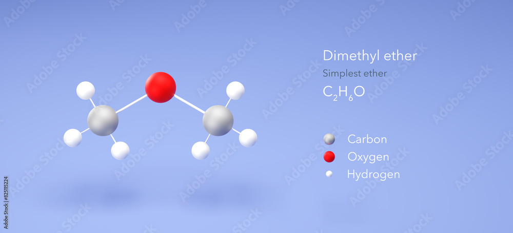 Stock-Illustration „dimethyl ether molecule, molecular structures, simplest ether, 3d model ...