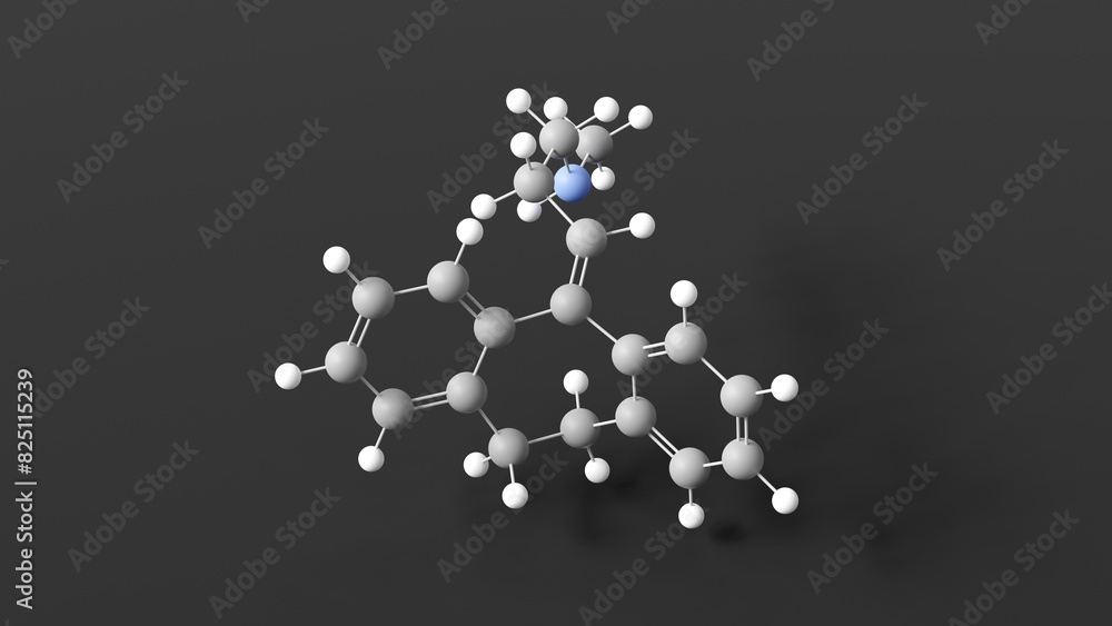 nortriptyline molecular structure, tricyclic antidepressant, ball and stick 3d model, structural ...