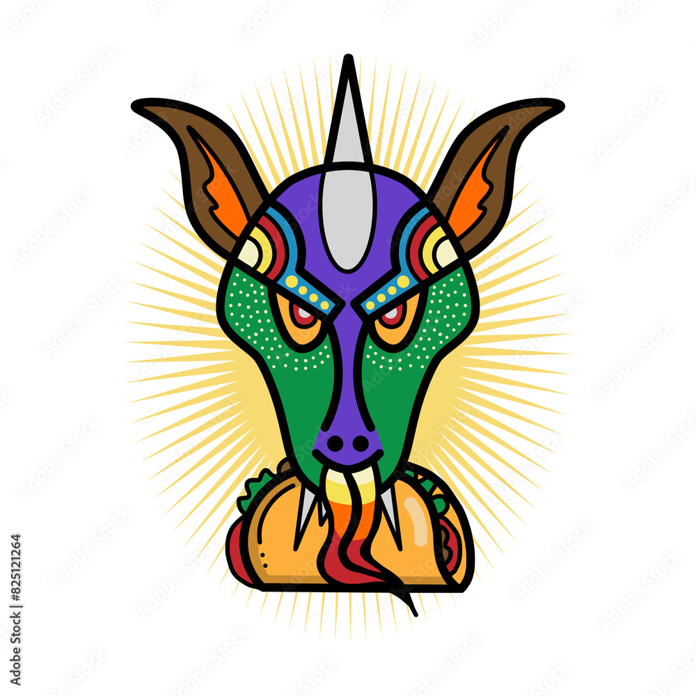 Mexican Chupacabra Animal Face Eating Traditional Taco Food, Taco and ...