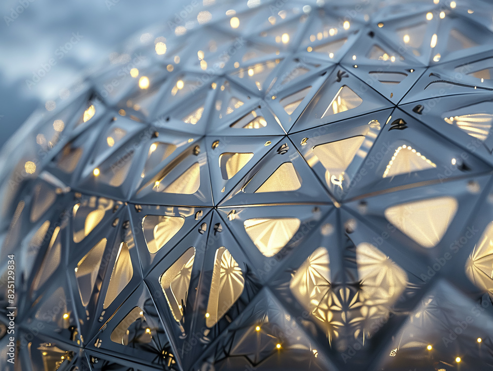 Abstract architectural dome, inspired by geodesic shapes, intricate ...