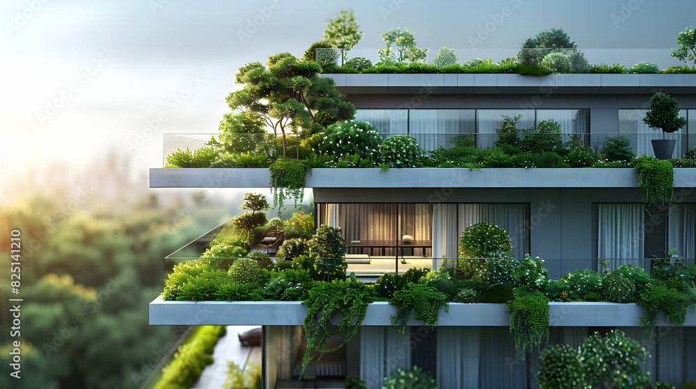 Glossy Green Roof: Modern Building with Plants for Sustainable ...