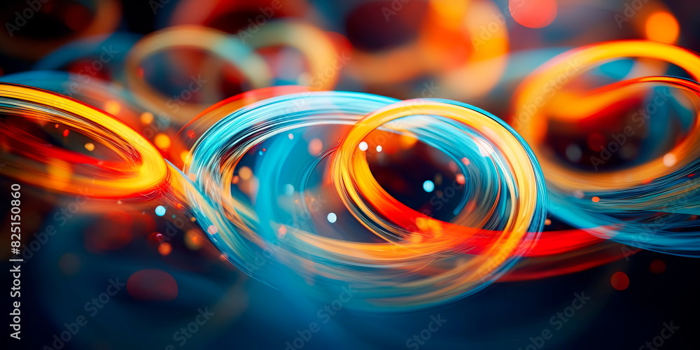 circles exploding with energy, surrounded by intersecting lines that ...