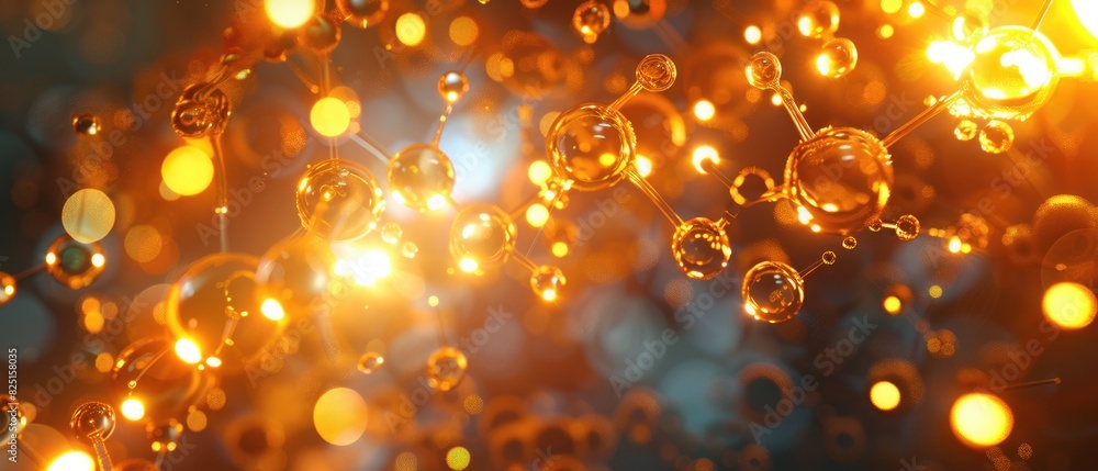 3D render of an organic chemistry reaction with carbon chains ...