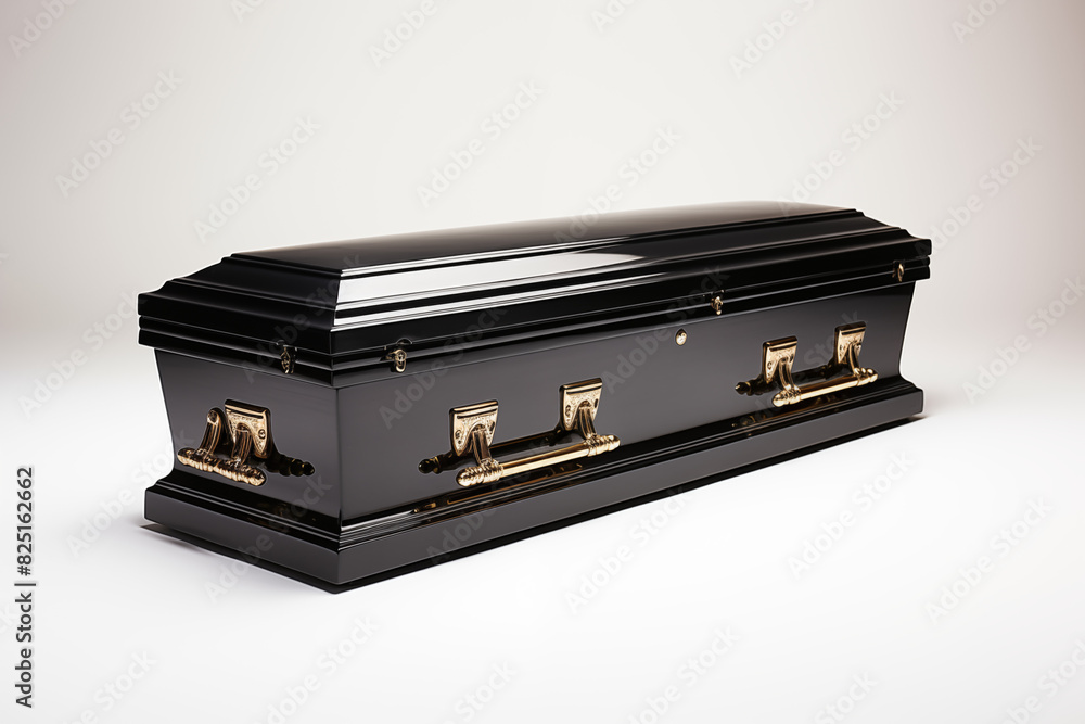 Coffin on white background. Topics related to death. Obituary. Funeral ...