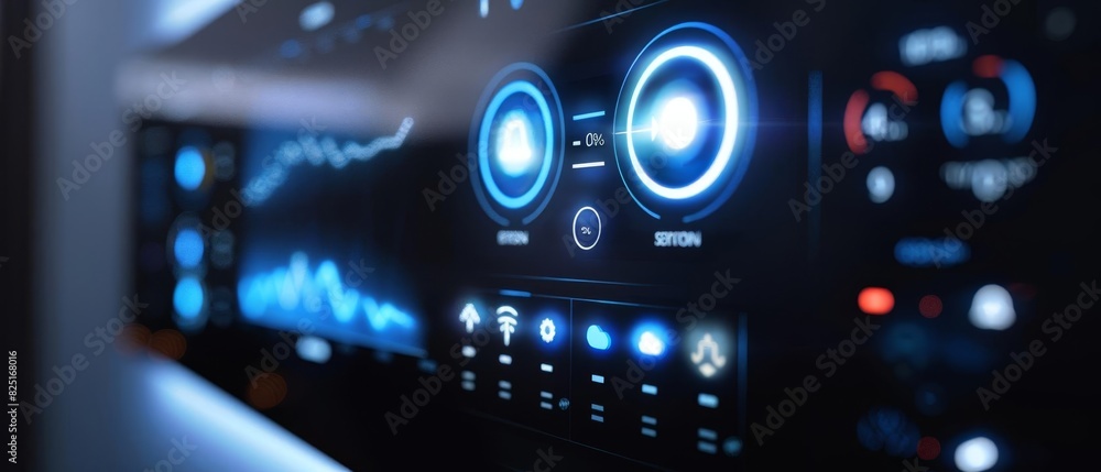 Modern electric dial on a smart home system, showing integrated ...