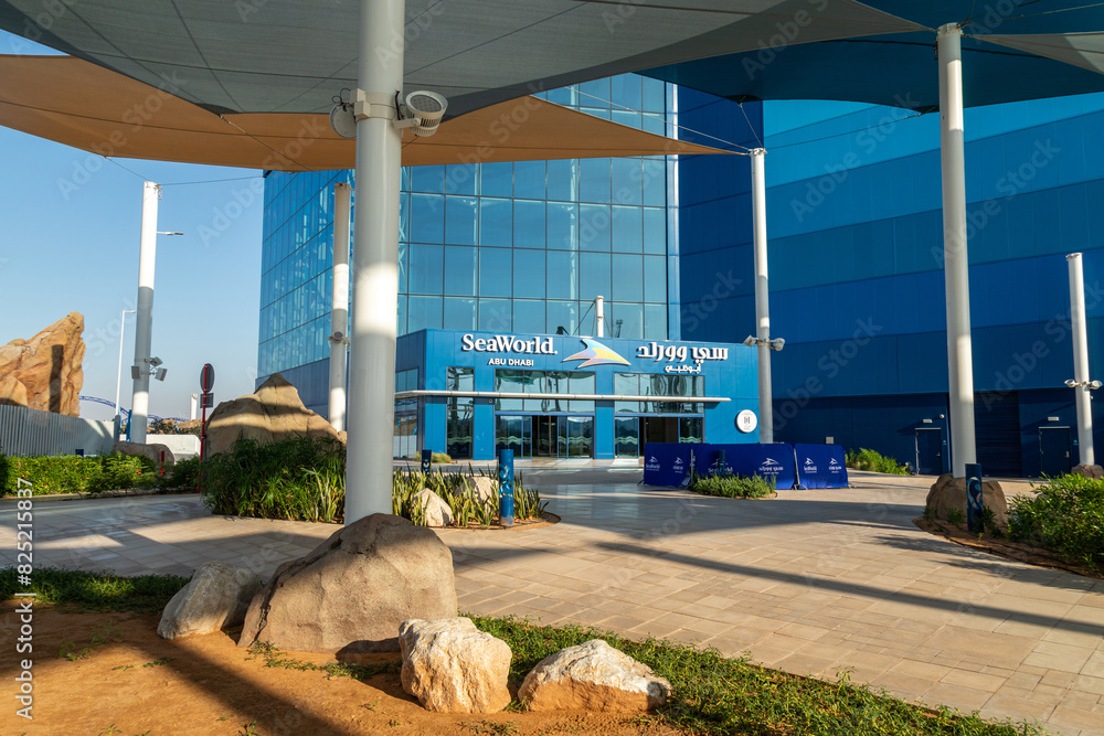 Abu Dhabi, UAE - April 24, 2024: Entrance to SeaWorld Abu Dhabi ...