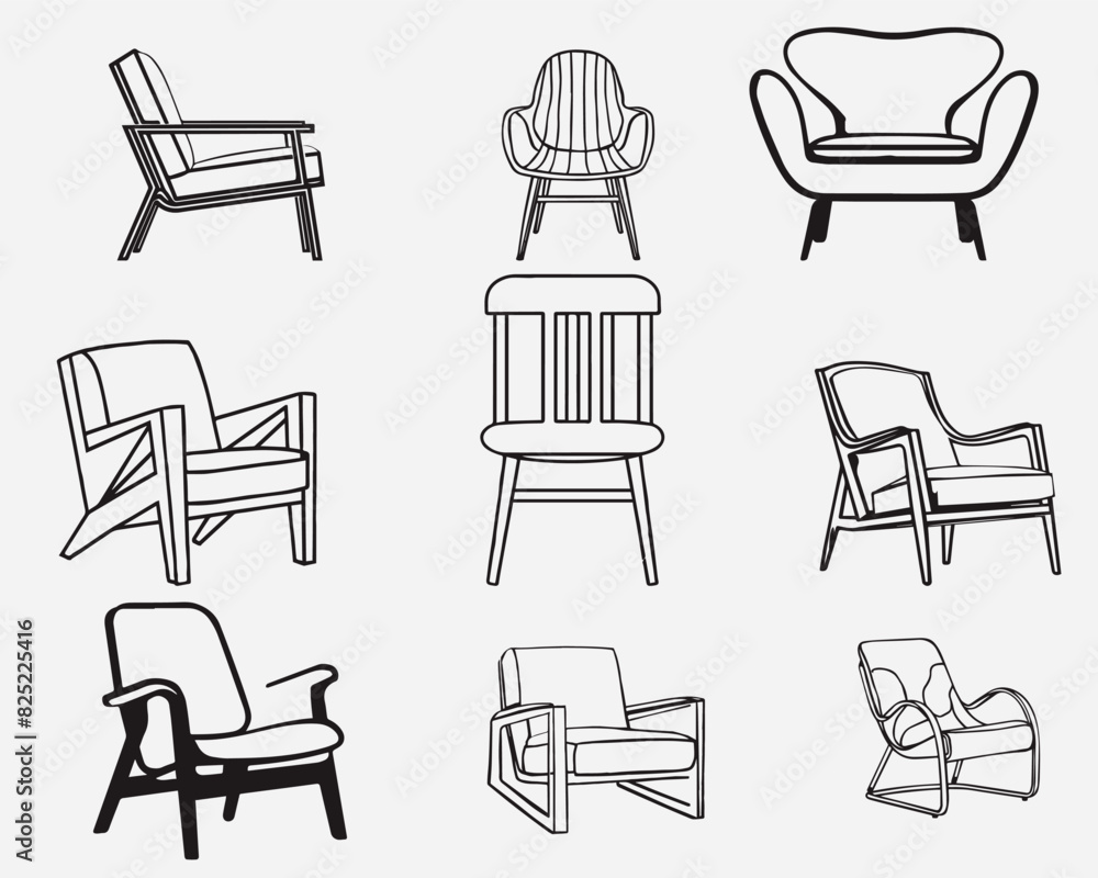 Chair editable outline drawing. Vector illustration Stock Vector ...