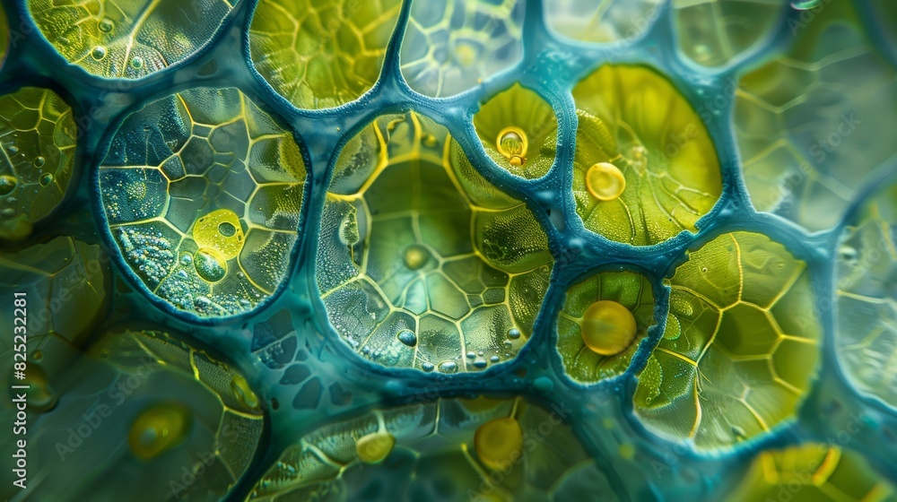 A cross-section view of a leaf under a microscope, revealing ...