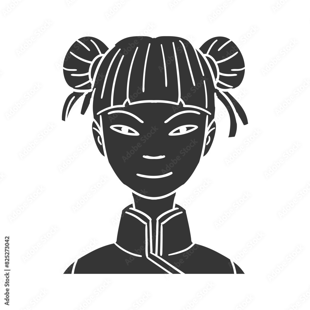 China Woman Icon Silhouette Illustration. Chinese Vector Graphic ...