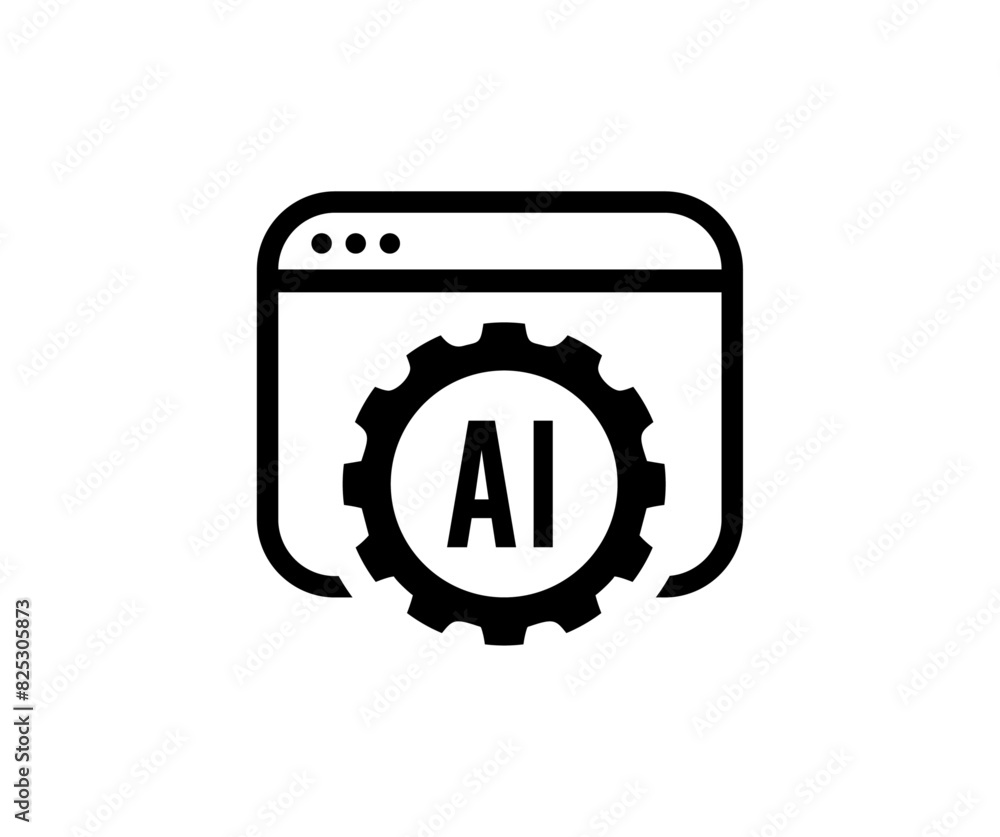 Artificial intelligence AI website icon. Process which consists of ...