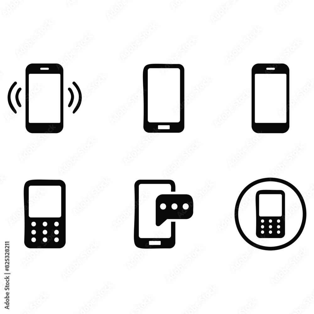 Mobile Phone icon set Illustration Stock Vector | Adobe Stock