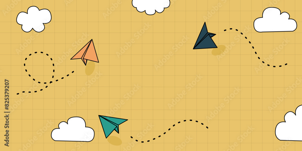 Welcome To School. Flying paper airplanes. Vector cartoon children ...