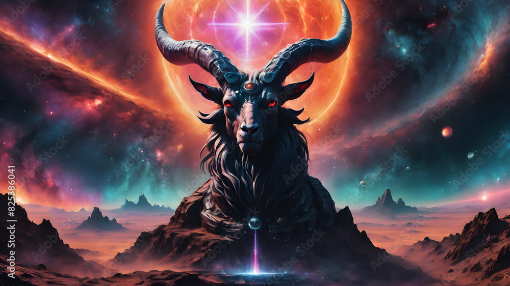 Baphomet, with its horned head and demonic features, is a central ...