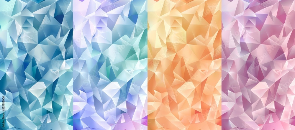 4 vertical background vector with low poly pattern, pastel color ...