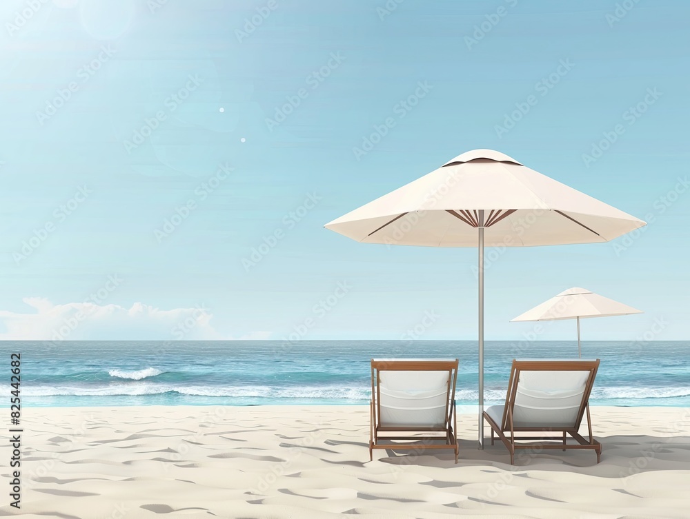 Dream resort banner in 3d realistic style with two beach chair and ...