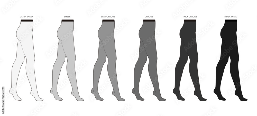 Set of different Den Denier Tights Pantyhose on legs - Ultra Sheer ...