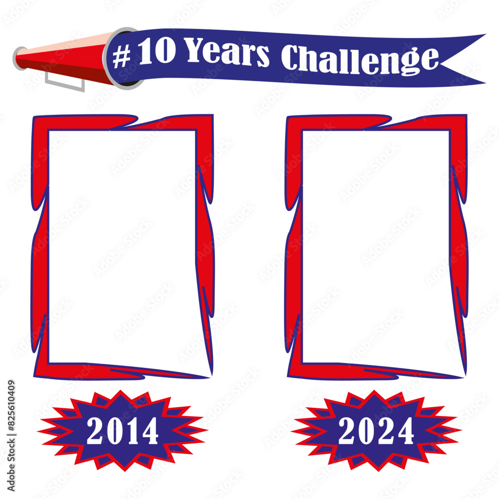 10 Years Challenge frames. Before and after comparison. Vector ...