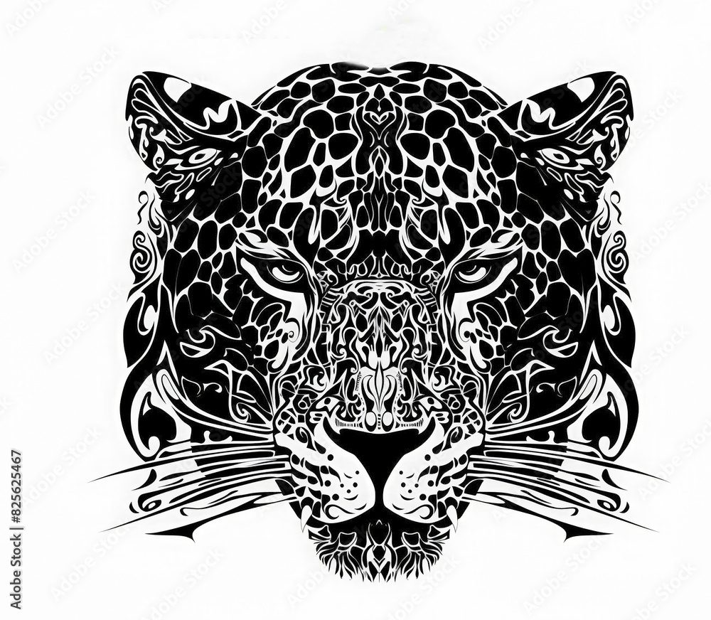 Black cheetah head silhouette with graphic pattern. Wild animals themed ...