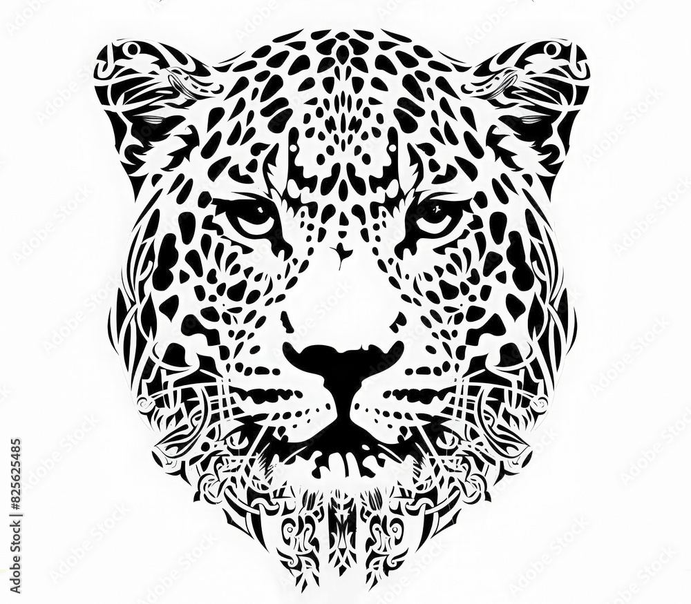 Black cheetah head silhouette with graphic pattern. Wild animals themed ...