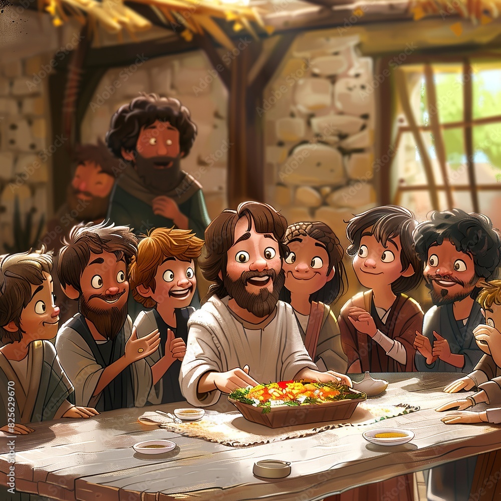 Step into the triumphant cartoon scene where Jesus commissions his ...