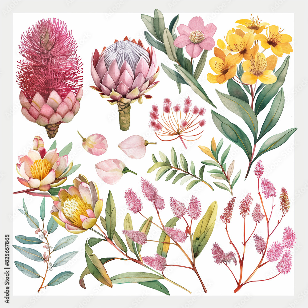 Beautiful Watercolor Australian Native Botanical Floral Illustration ...