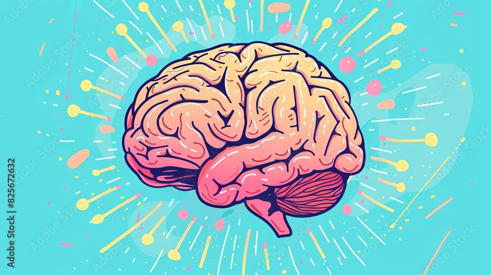 simplified brain illustration in playful marker style vector graphic ...
