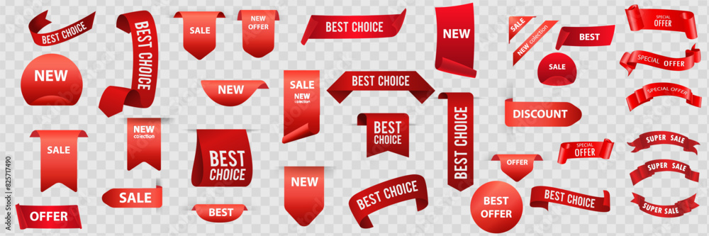 Giveaway tags or labels for social media post. Red announcement 3d ...