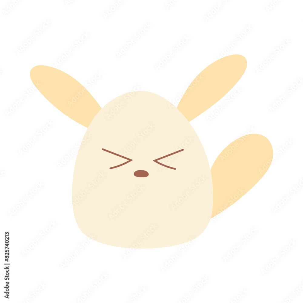 Cute kawaii rabbit,bunny in hand draw flat style isolated on white ...