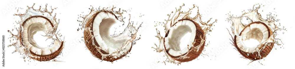 Coconut Water Splash isolated on transparent png background collection ...