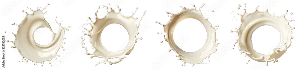 Soy Milk Splash isolated on transparent png background collection set ...