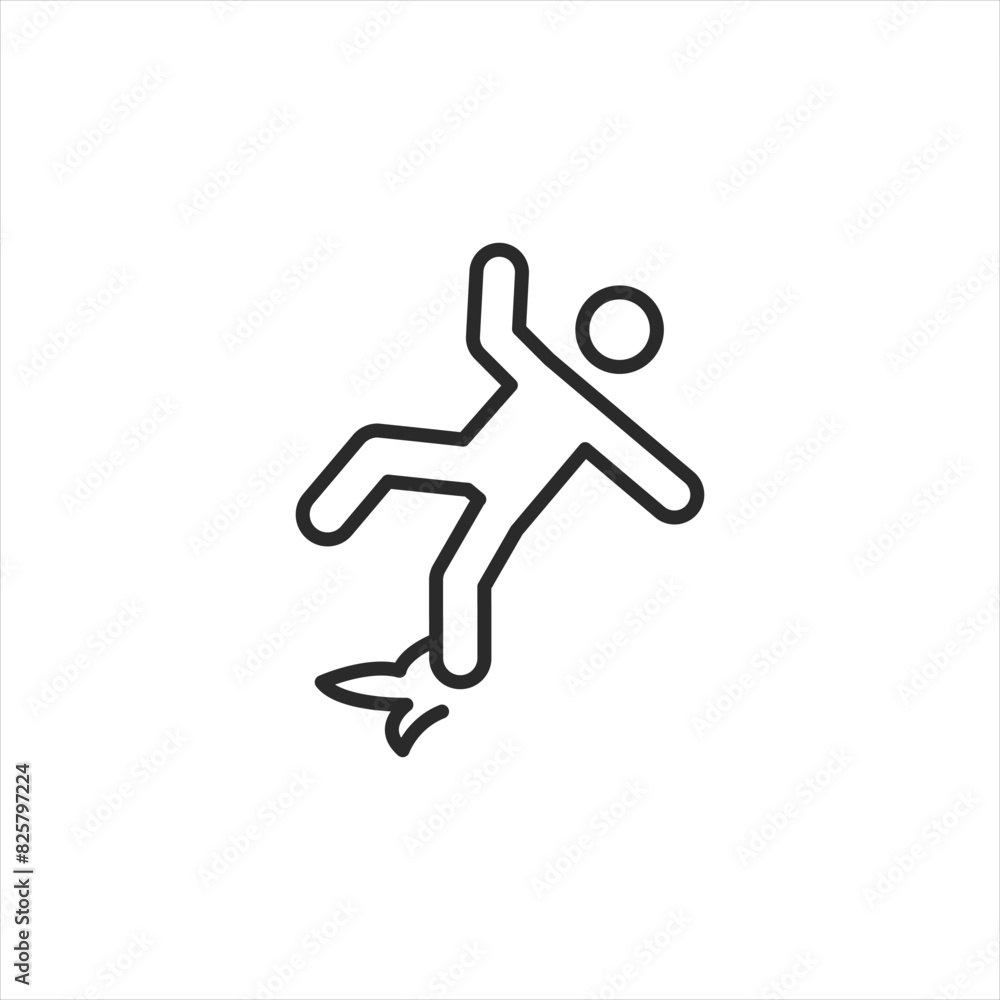 Caution icon illustrating the classic slip hazard scenario with a ...