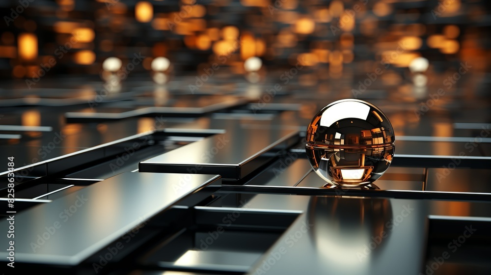 A sleek 3D geometry background with floating metallic cubes and spheres, rendered in shades of ...