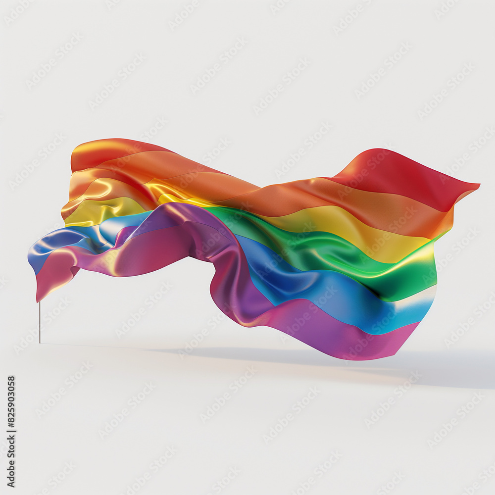 5. Create a 3D model of a pride flag flowing in the wind, with ...