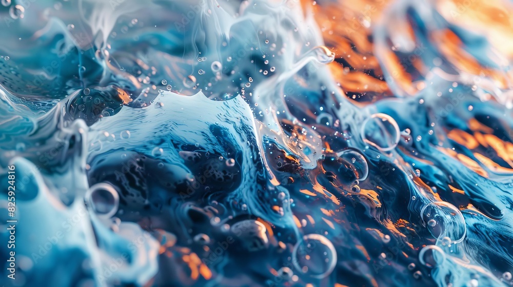 Microscopic view of fluid in motion, representing scientific imagery or ...