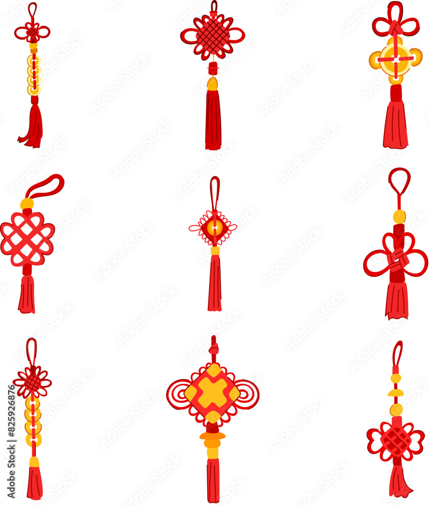 chinese lucky knot set cartoon. symbol new, element ornament, lunar ...