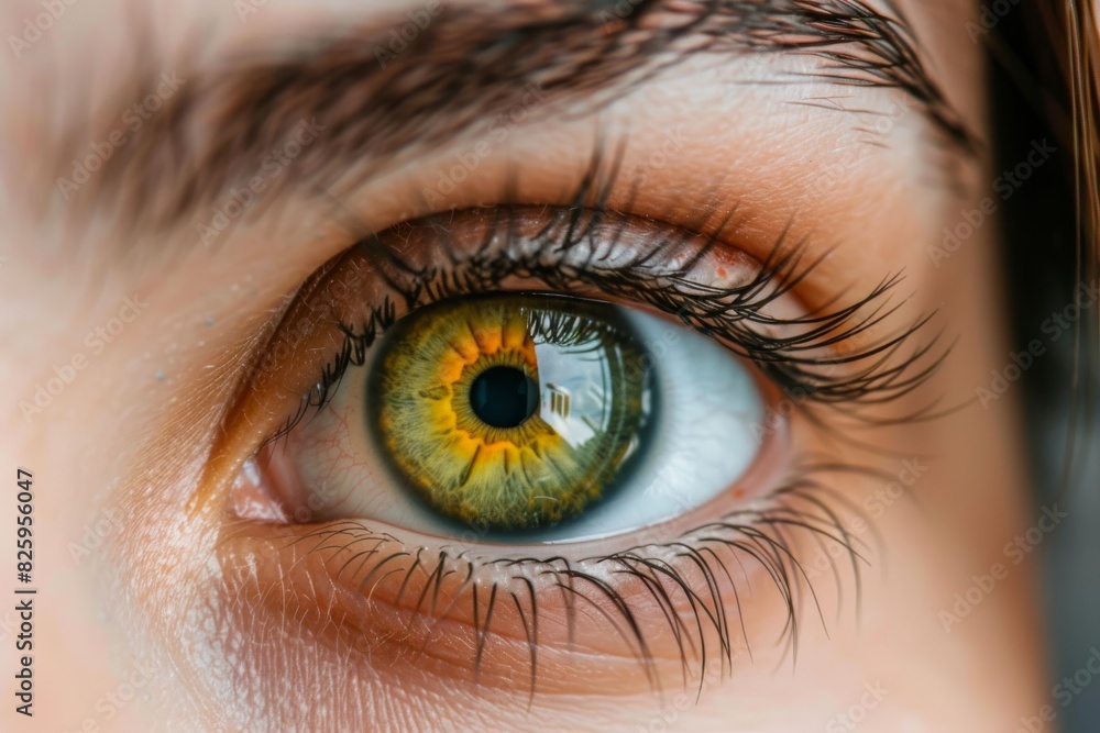 Macro shot of a green and yellow hazel eye, highlighting natural beauty ...