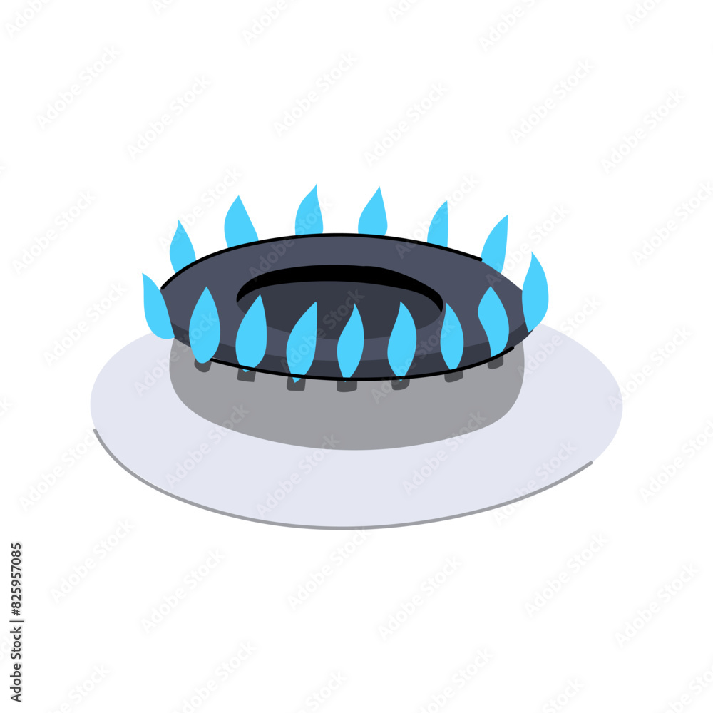 flame stove burner cartoon. cooker blue, home oven, heat propane flame ...