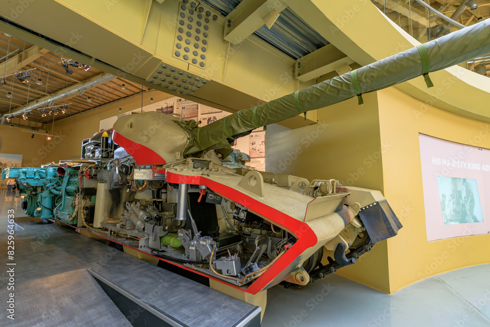 Royal Tank Museum, Amman, Jordan - May 4, 2024: the intricate inner ...