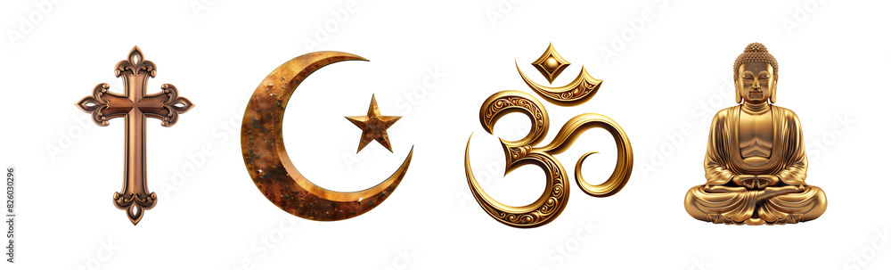 Collection of religious symbols isolated on transparent background ...