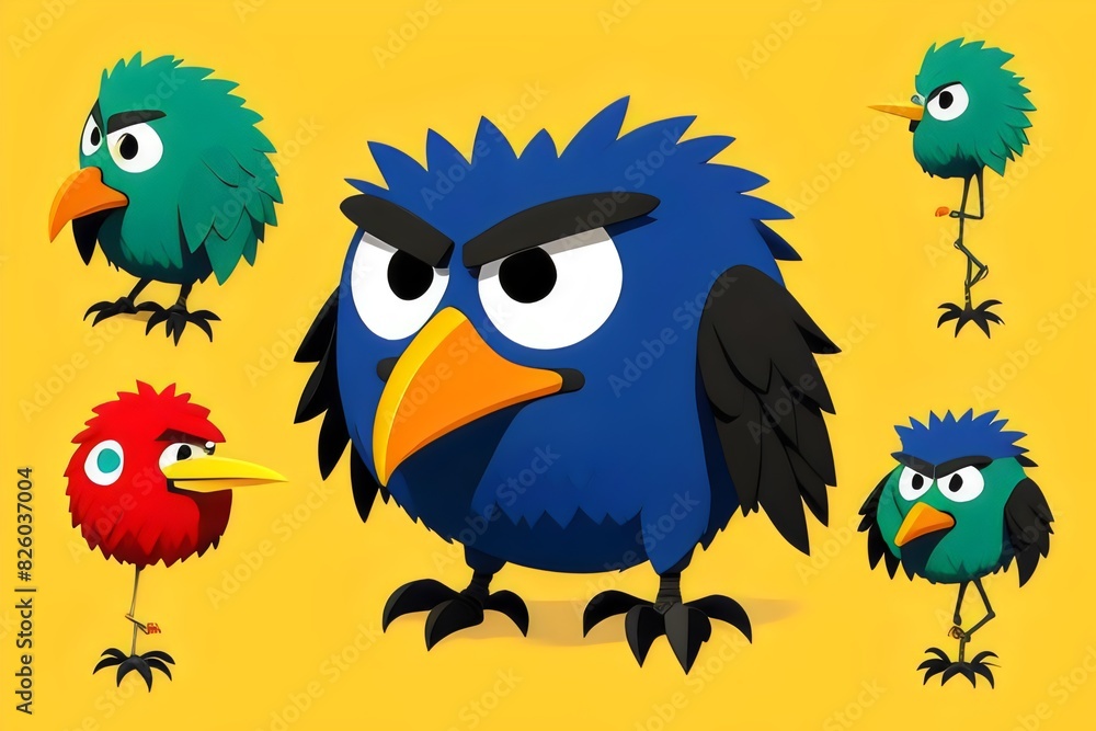 cartoon illustration raven head, t-shirt art, vector, vibrant colors ...