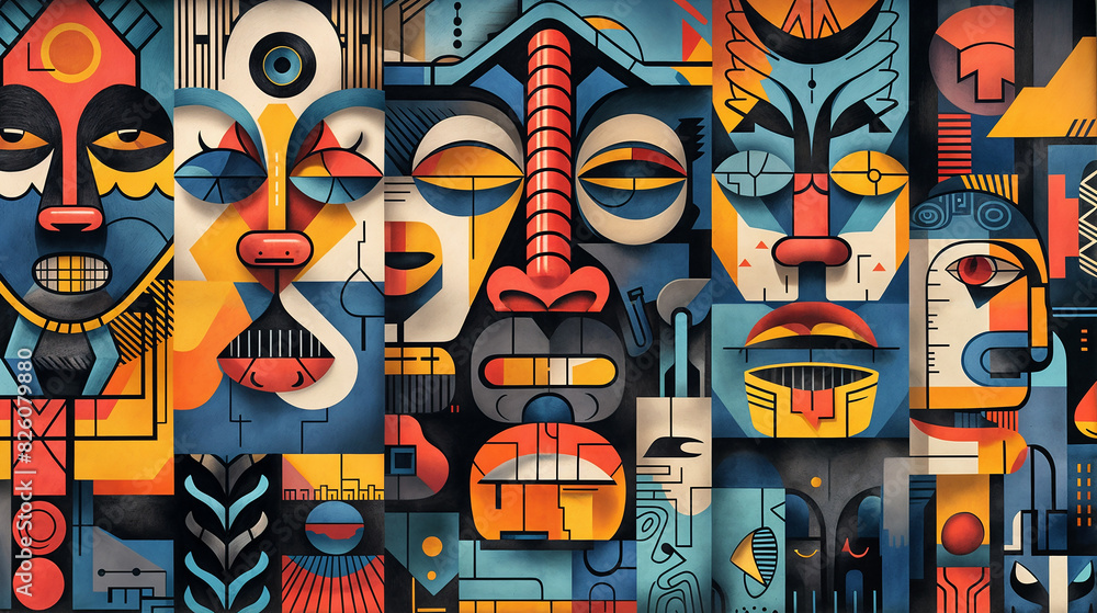 abstract cubism colorful wallpaper, face inspired forms and weird ...