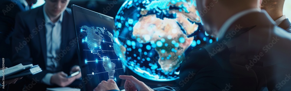 digital map on the laptop screen. The focus is on highlighting details ...