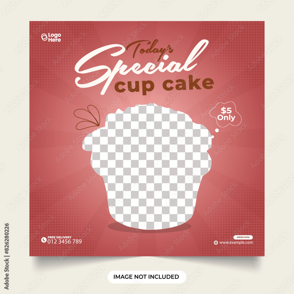 Cupcake social media post. special cupcake social media banner. dessert ...