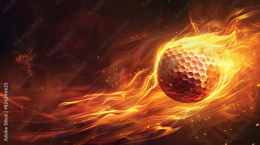 ignited passion flaming golf ball soaring through the night leaving a ...