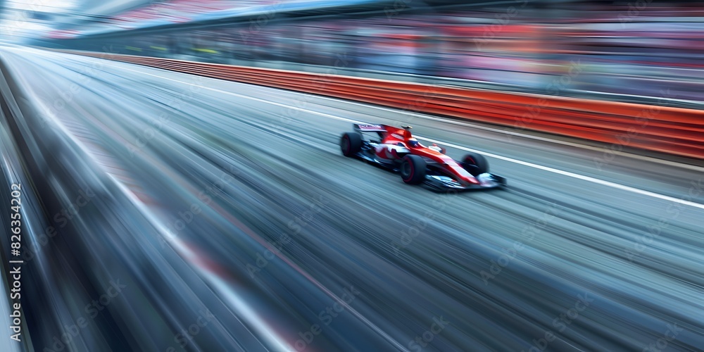 exhilarating moment of a Formula 1 race car hurtling around a racetrack ...