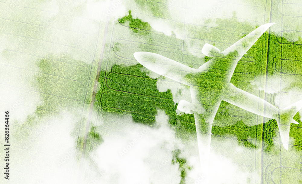 Sustainable aviation fuel concept. Net zero emissions flight ...